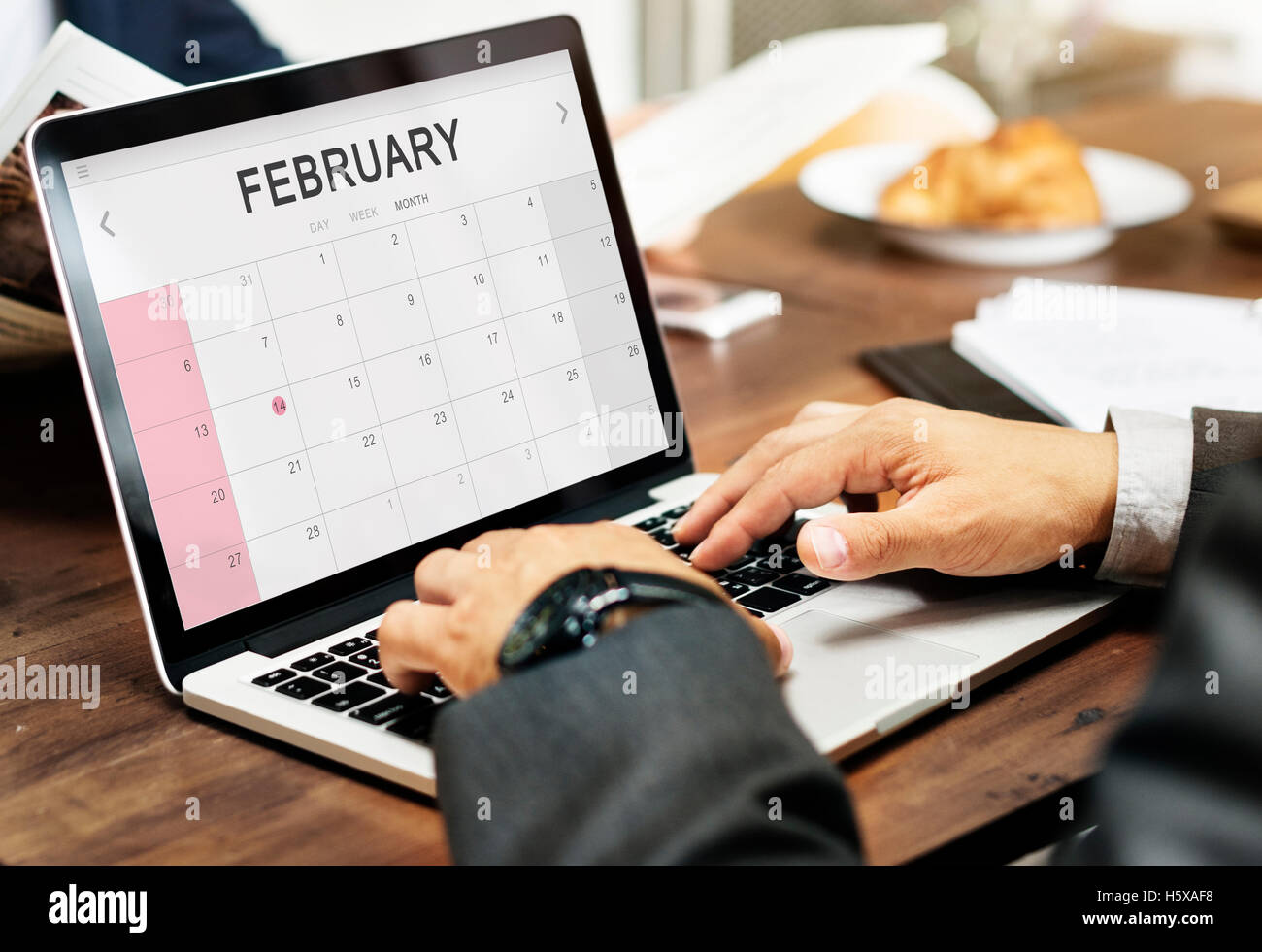 February Monthly Calendar Weekly Date Concept Stock Photo - Alamy