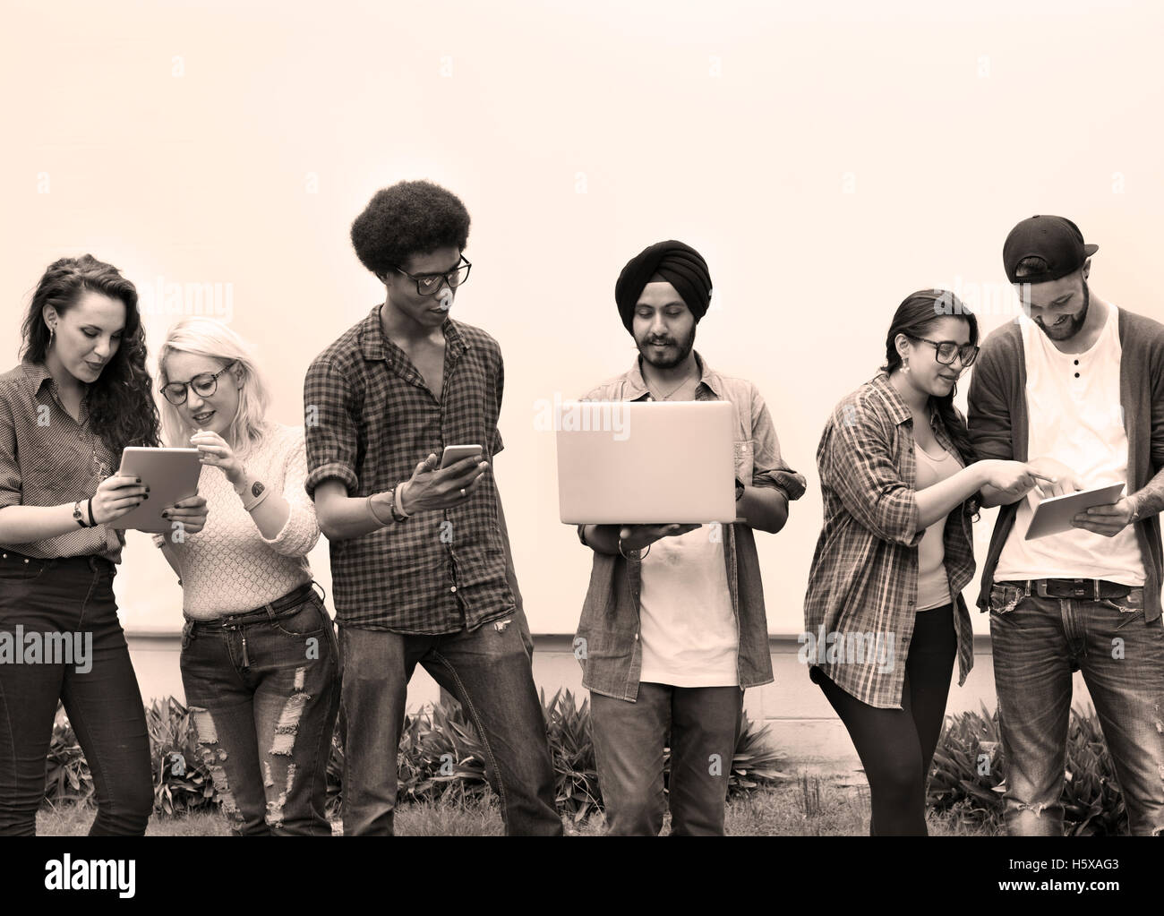 College Students Using Digital Devices Concept Stock Photo - Alamy