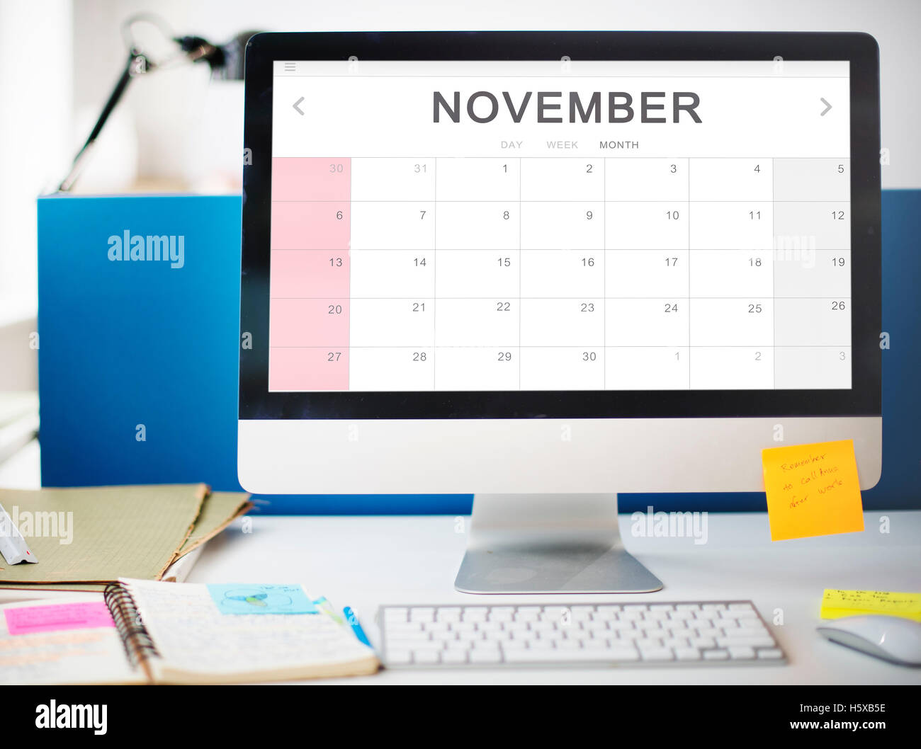 November Monthly Calendar Weekly Date Concept Stock Photo - Alamy