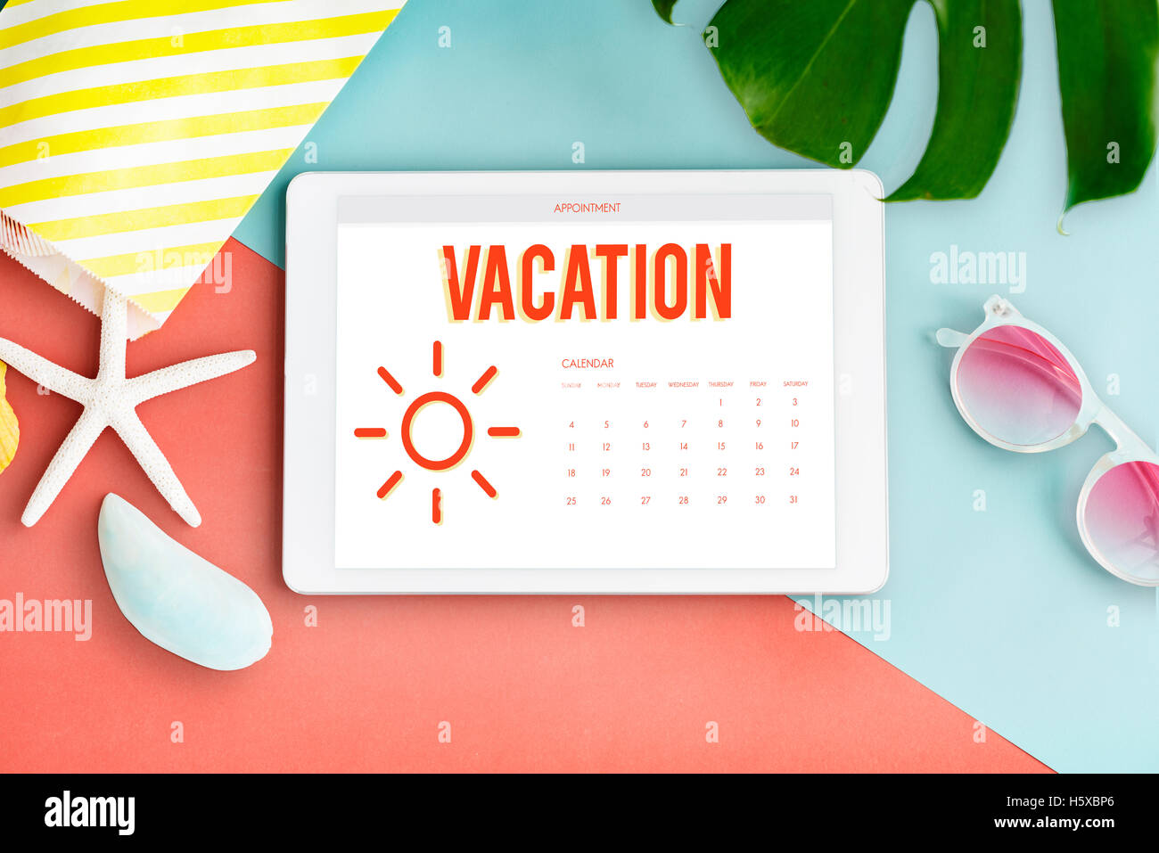 Summer Calendar Schedule Fun Happiness Concept Stock Photo - Alamy