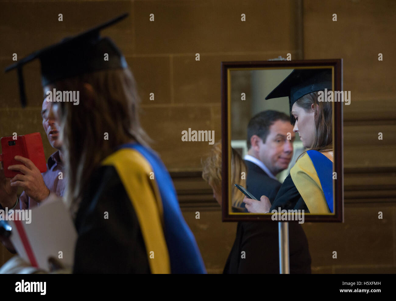 UK University graduation ceremony, students get ready for the ceremony ...