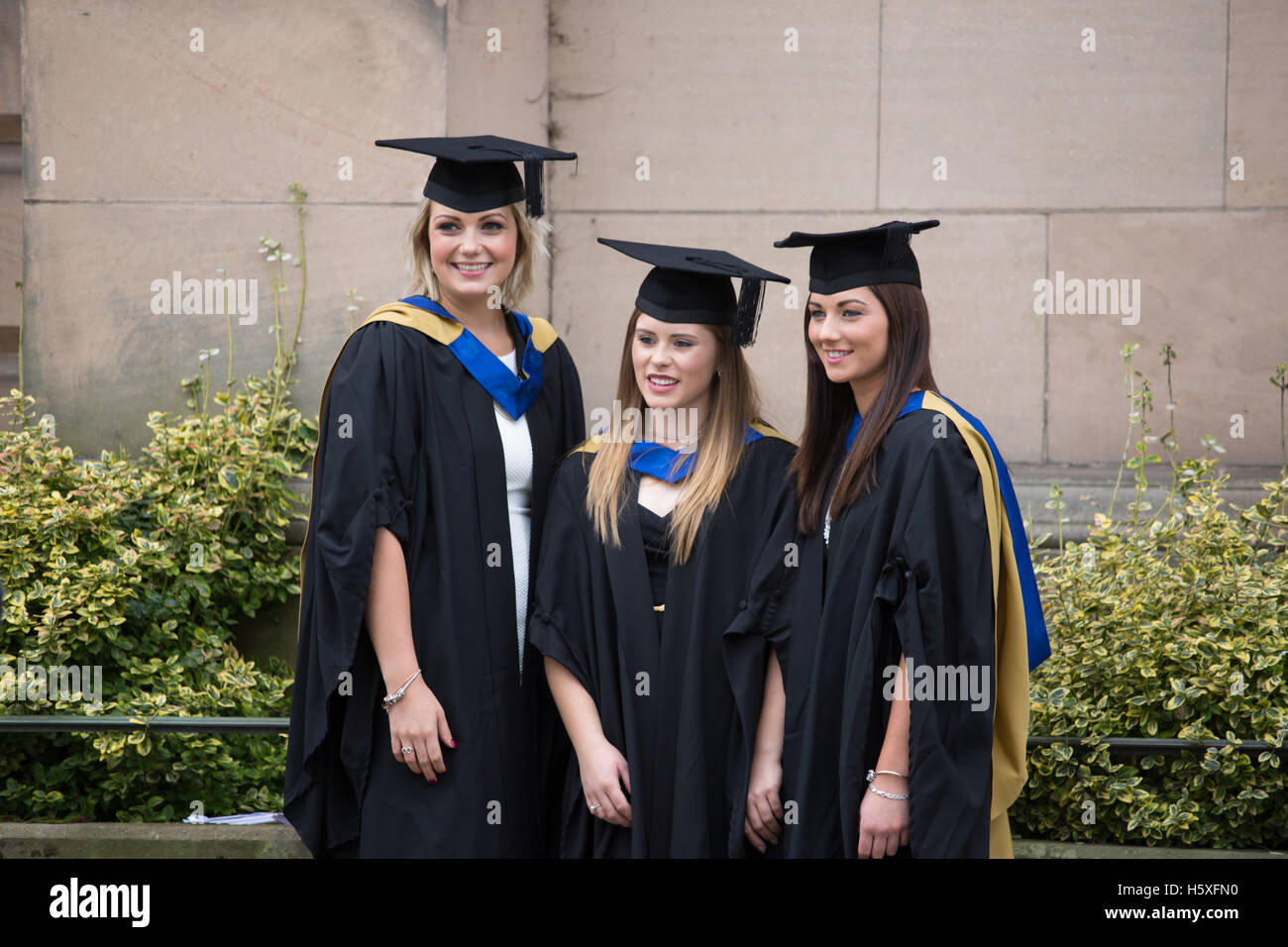 UK University graduation ceremony, students get ready for the ceremony ...