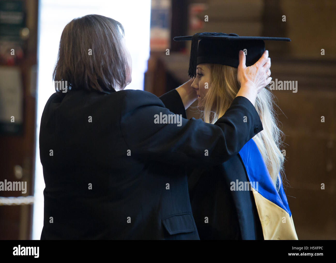 UK University graduation ceremony, students get ready for the ceremony ...