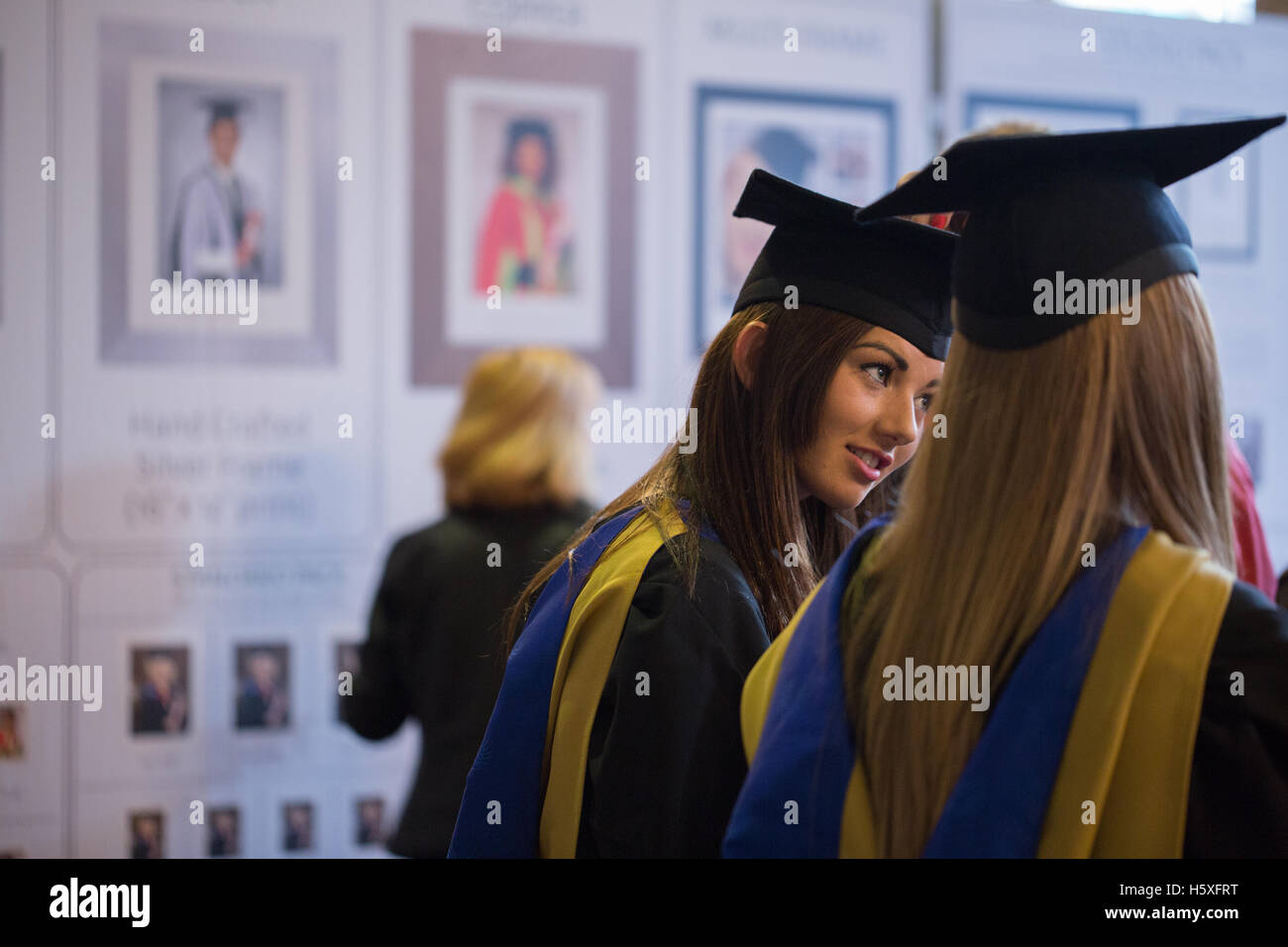 UK University graduation ceremony, students get ready for the ceremony ...