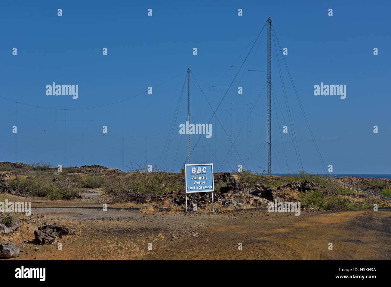 Masts and infrastructure of the BBC Atlantic Relay Station at English ...