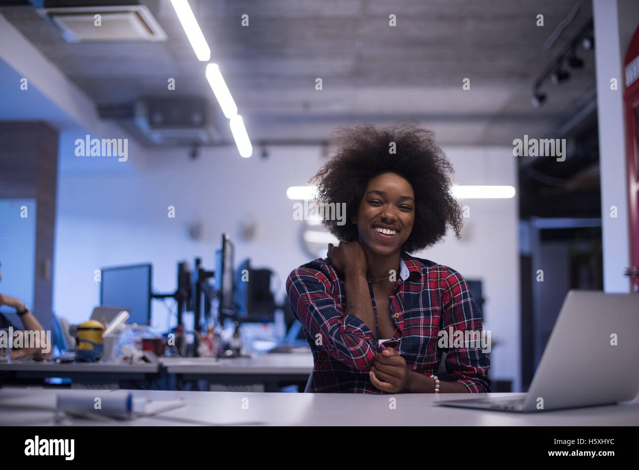 portrait of a young successful African American beautiful woman who ...