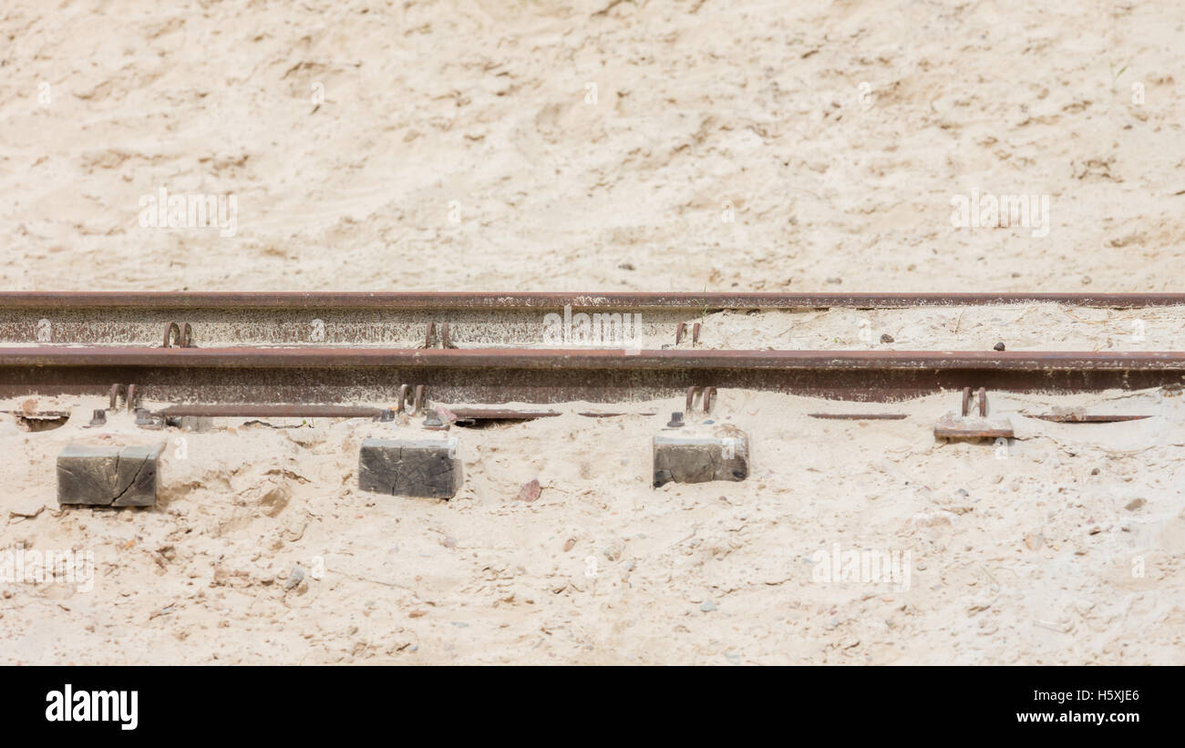 Desert railroad track - The desert is taking over Stock Photo - Alamy