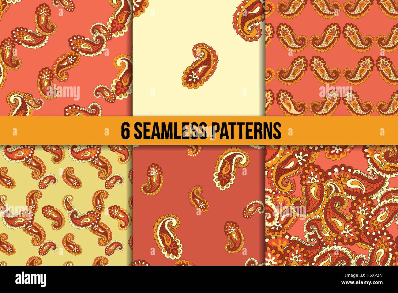 Seamless paisley pattern set Stock Vector Image & Art - Alamy