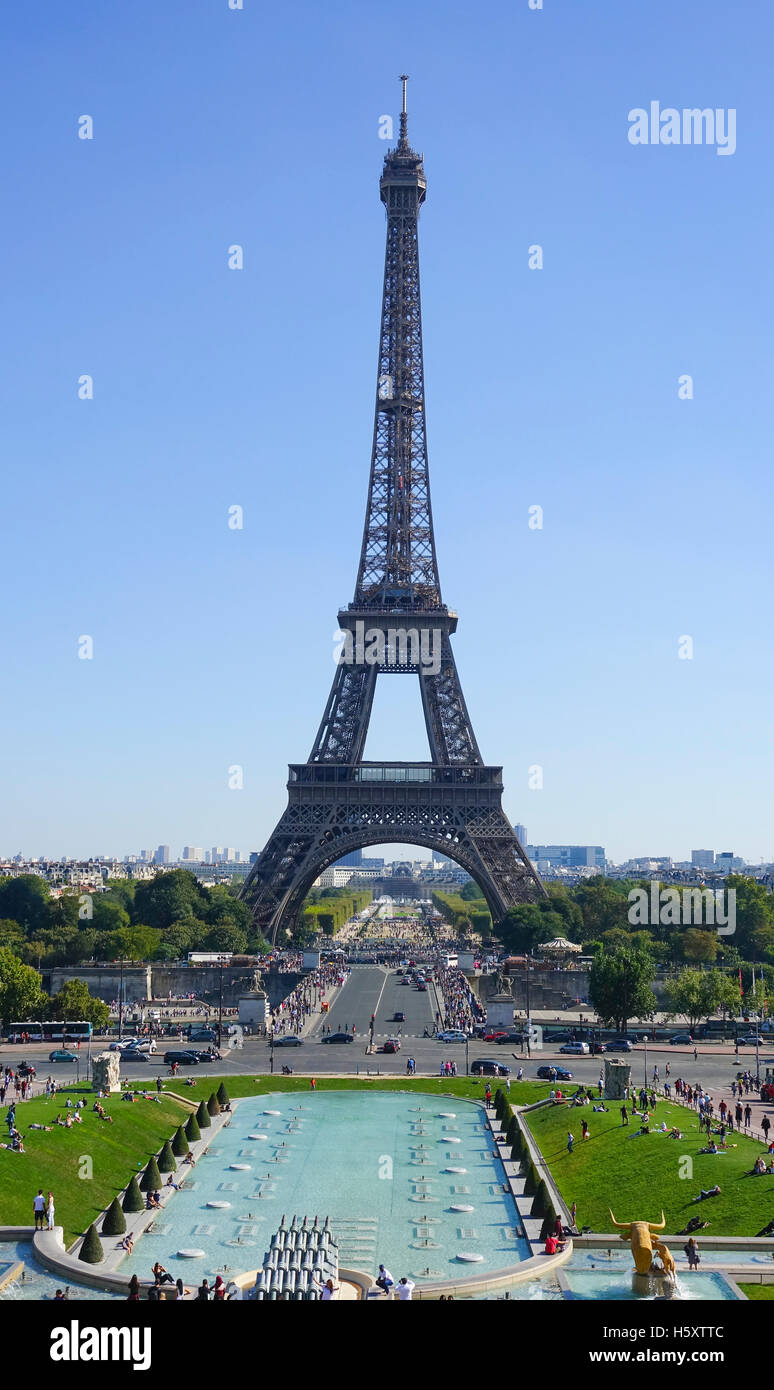 Famous Eiffel Tower in Paris - most famous landmark in the city Stock ...