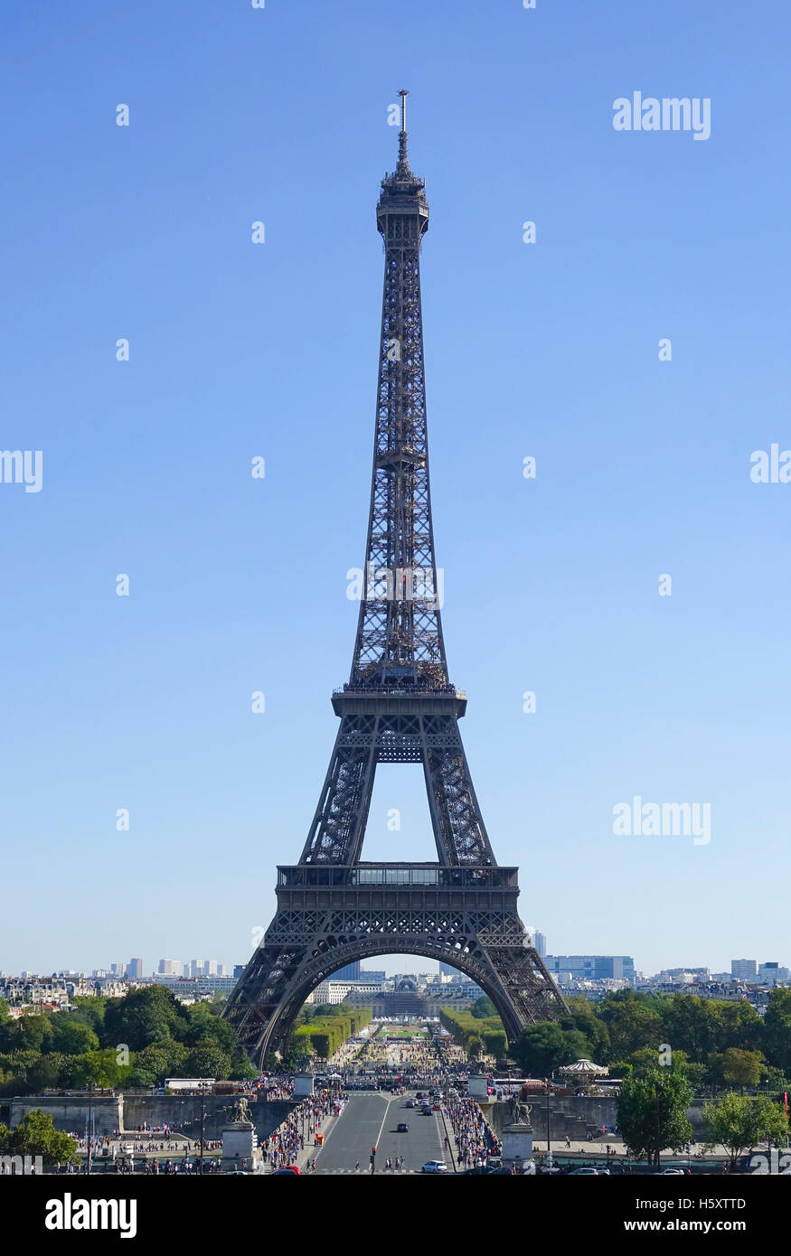 Famous Eiffel Tower in Paris - most famous landmark in the city Stock Photo - Alamy