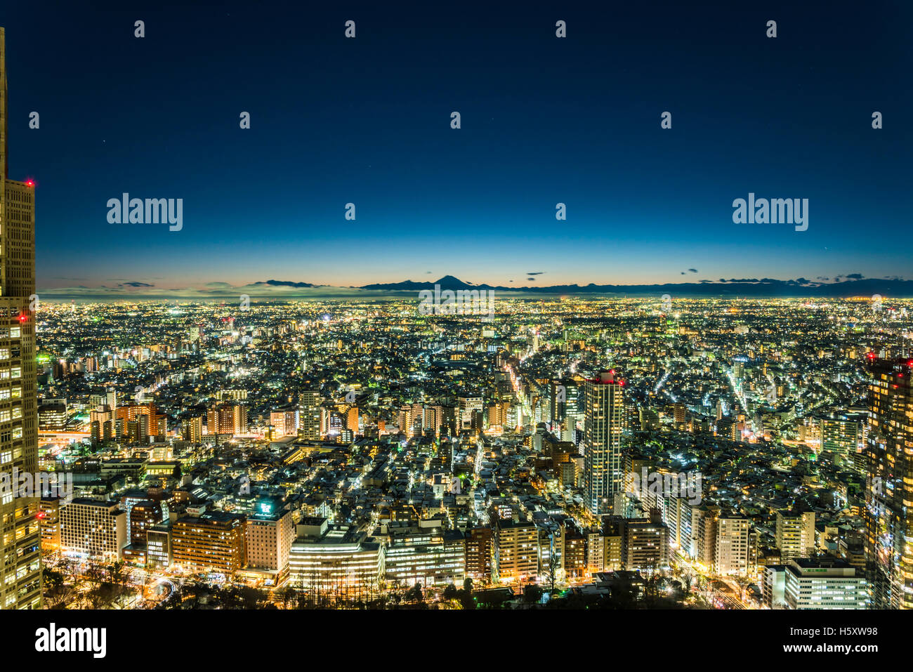 Snowy Tokyo and Mt.Fuji, view from Shinjuku, Tokyo,Japan Stock Photo ...