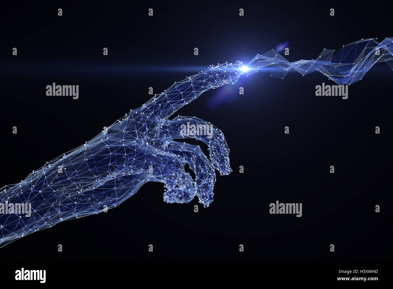 Digital hand touching the network Stock Photo - Alamy