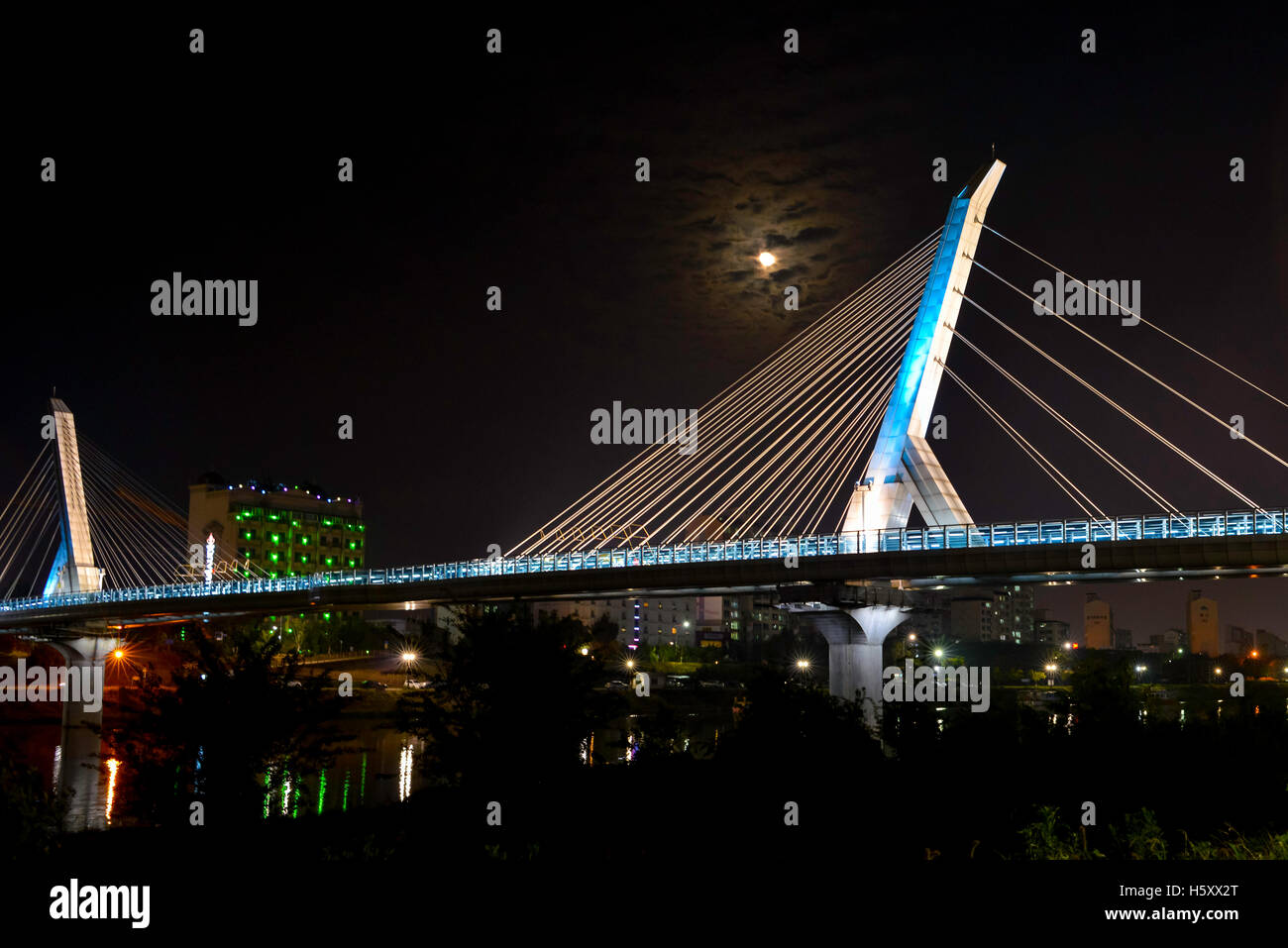 South Korea Daegu beautiful night architecture, illuminated and ...