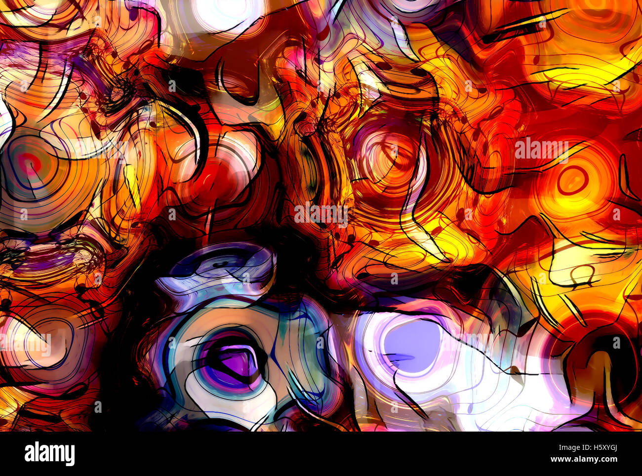 graphic design illustration of notes and note lines in circle structure ...