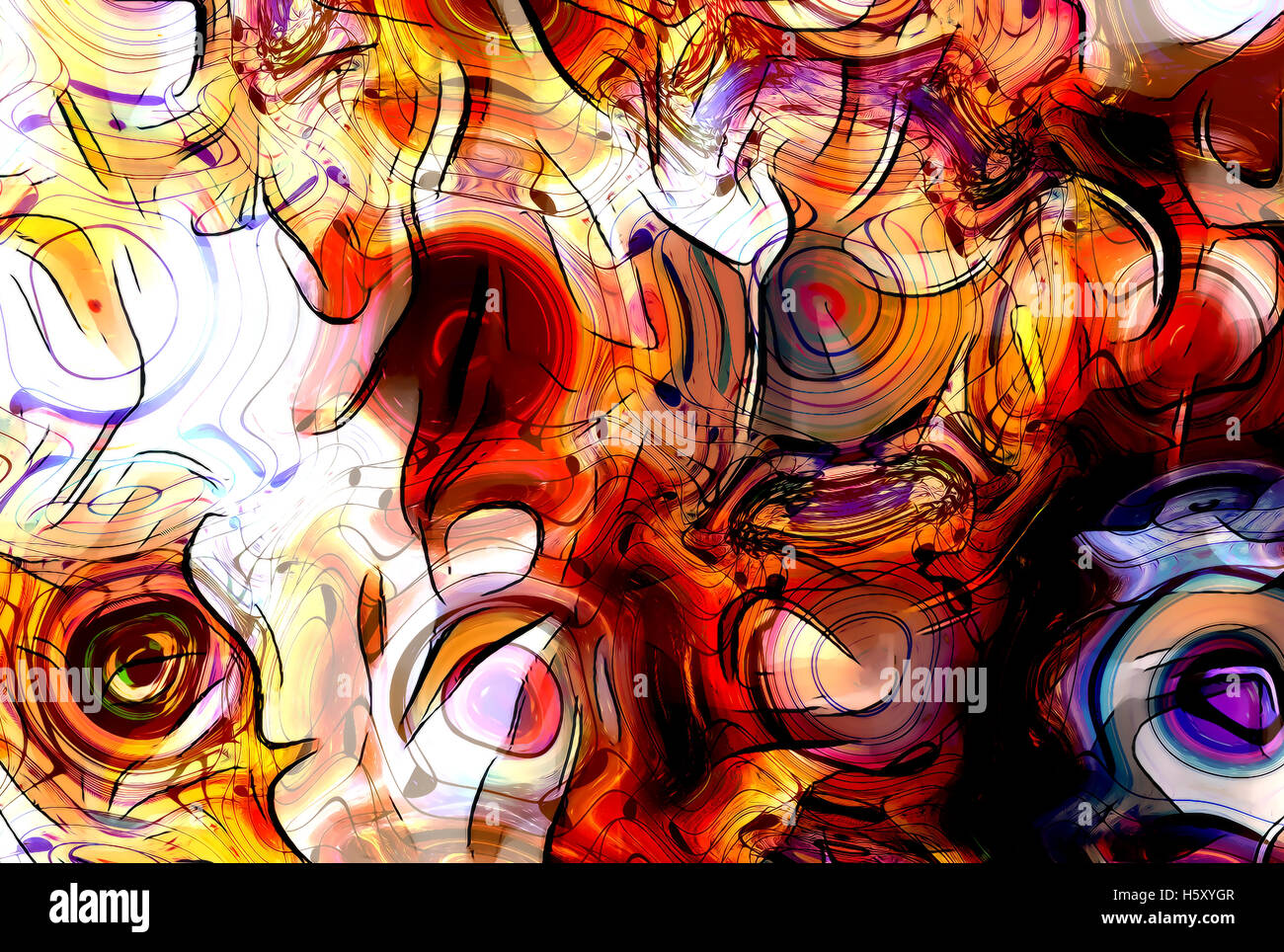 graphic design illustration of notes and note lines in circle structure ...