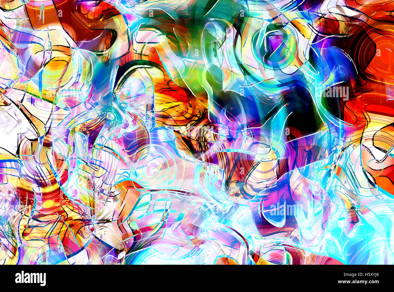 graphic design illustration of notes and note lines in circle structure ...