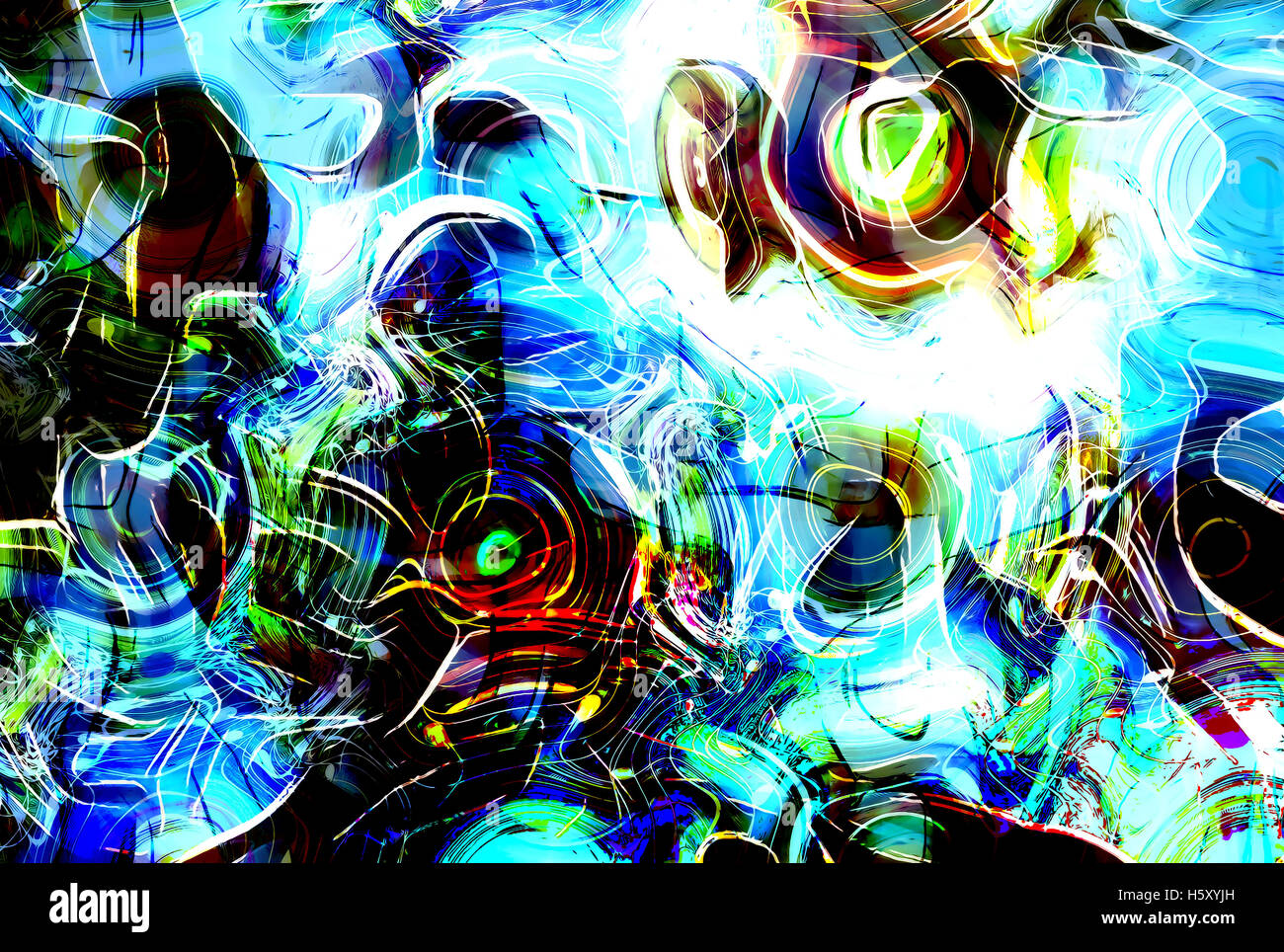 graphic design illustration of notes and note lines in circle structure ...