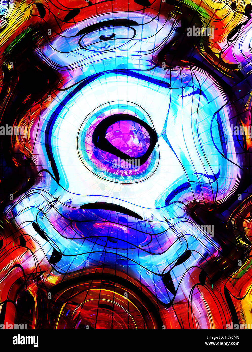 graphic design illustration of notes and note lines in circle structure ...