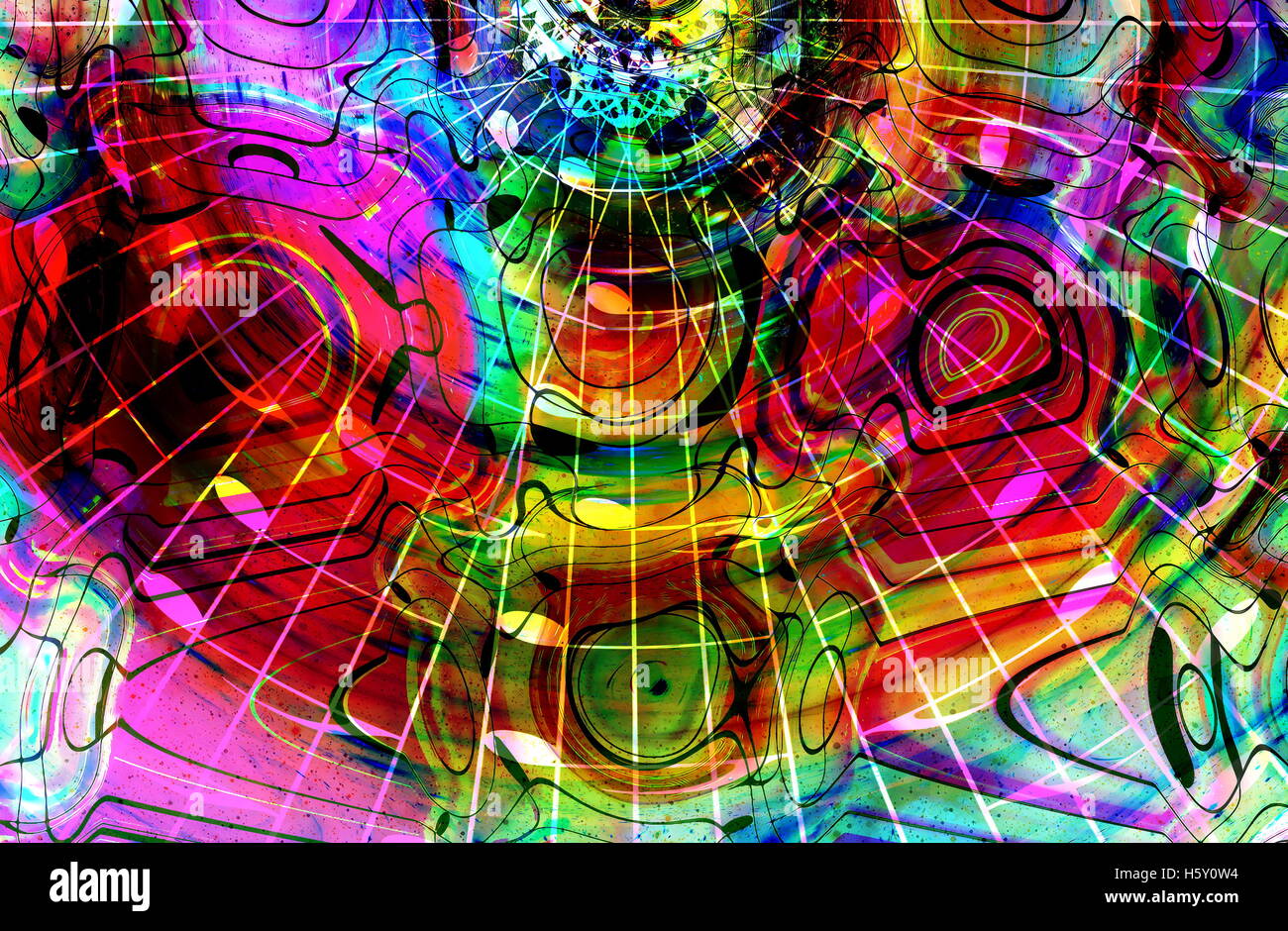 graphic design illustration of notes and note lines in circle structure ...