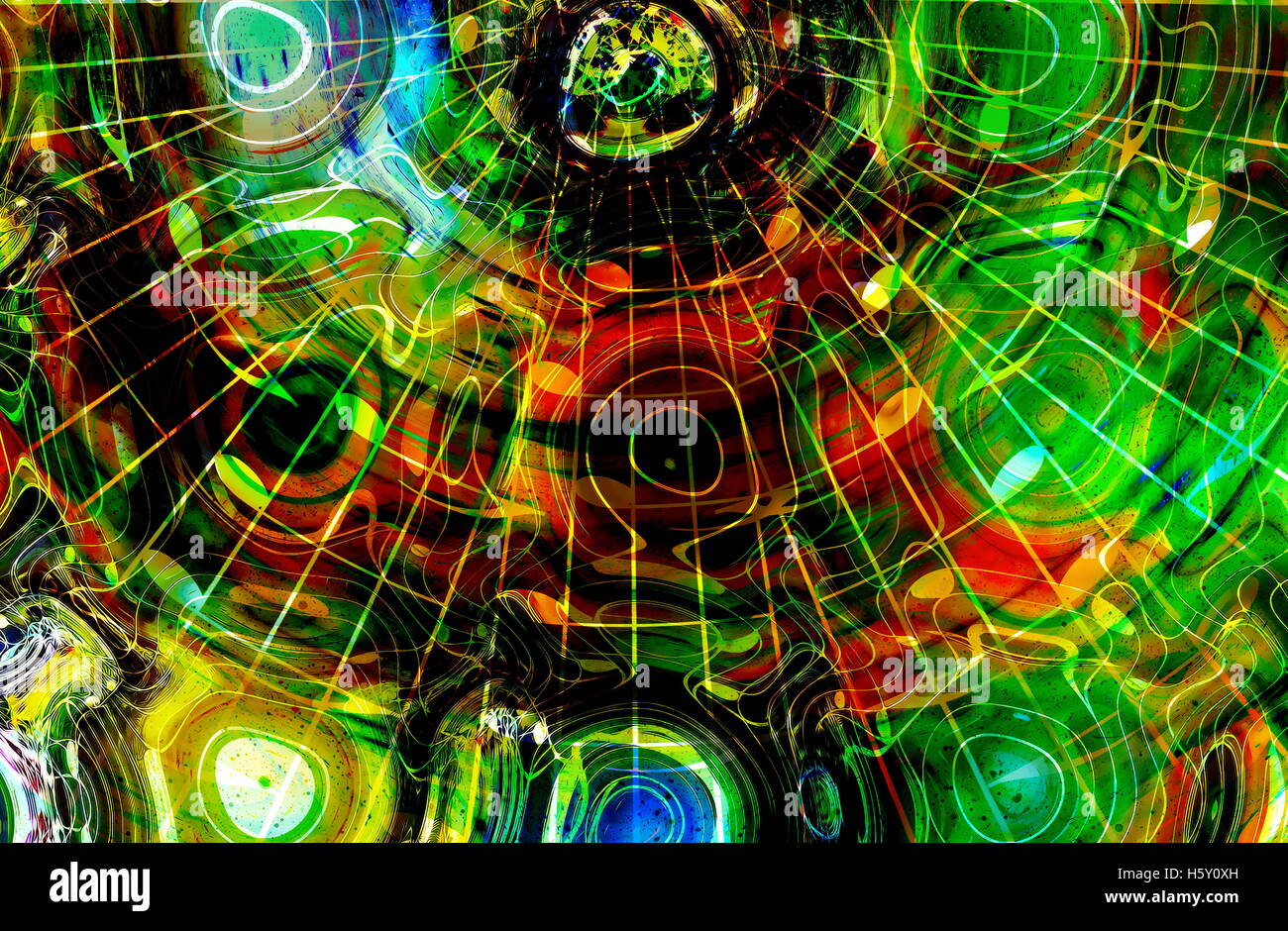 graphic design illustration of notes and note lines in circle structure ...