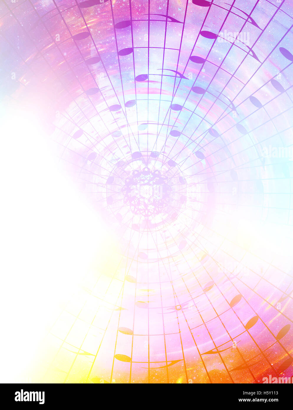 music notes in space with stars. abstract color background. Music ...