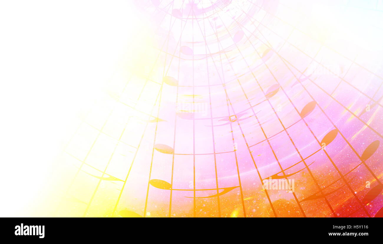 music notes in space with stars. abstract color background. Music ...