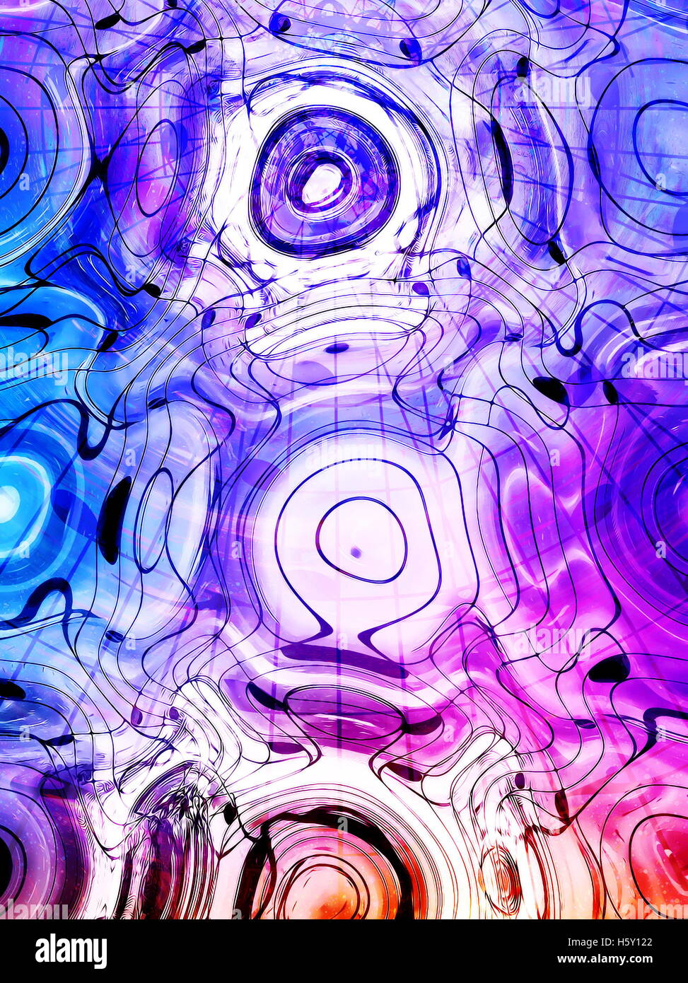 graphic design illustration of notes and note lines in circle structure ...