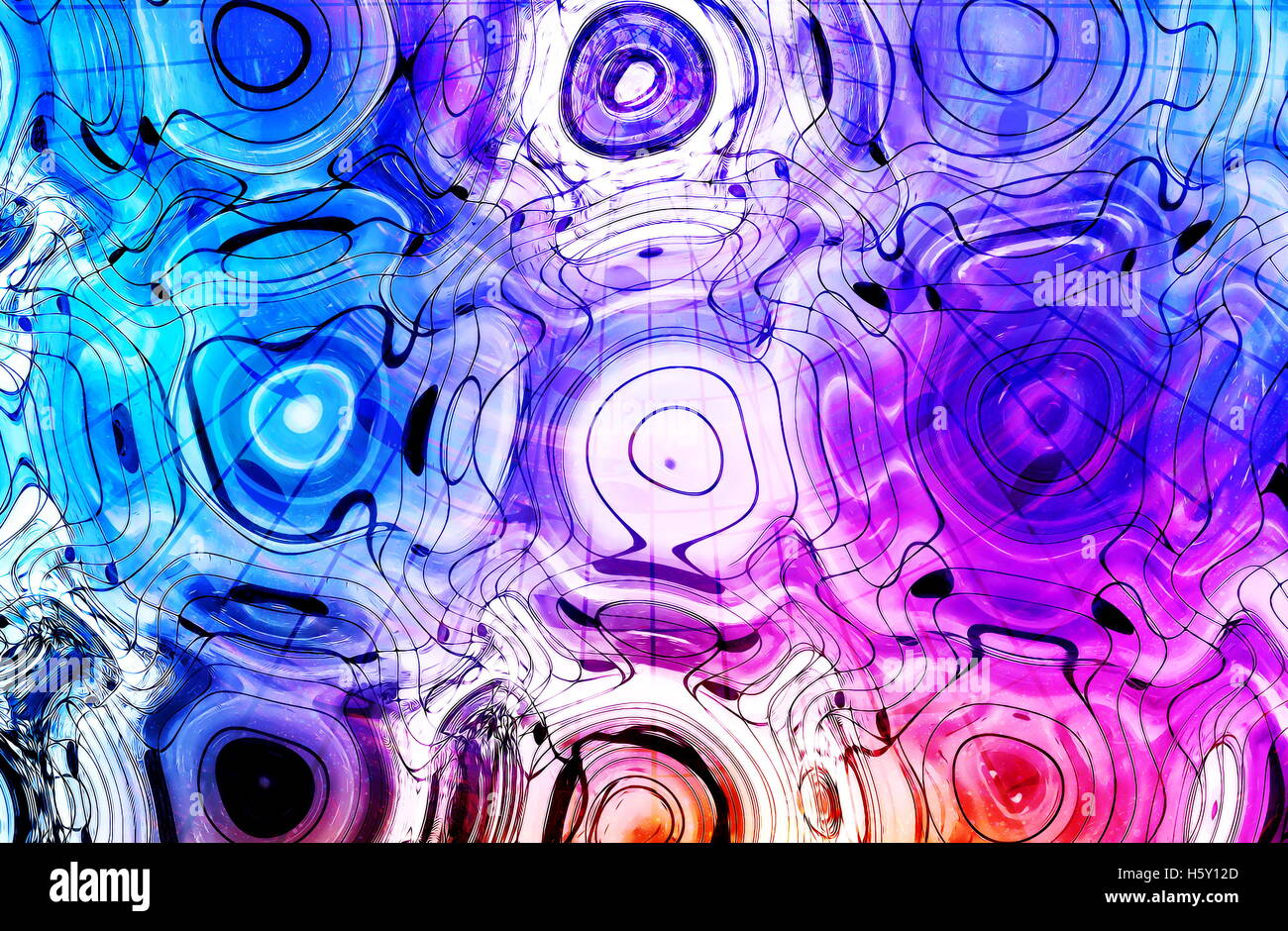 graphic design illustration of notes and note lines in circle structure ...