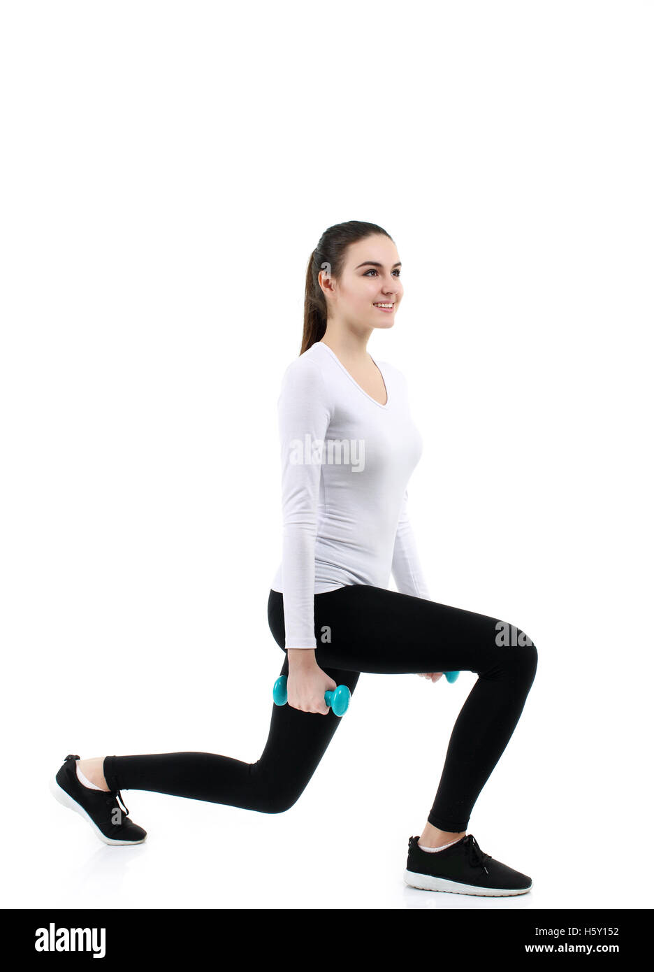 Young healthy fitness woman. Over white background Stock Photo - Alamy