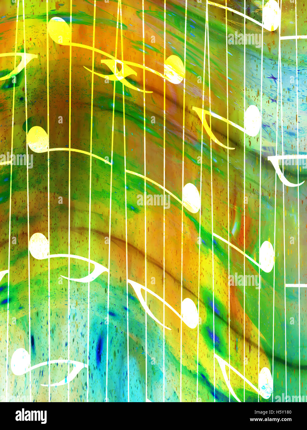 music notes in space with stars. abstract color background. Music ...