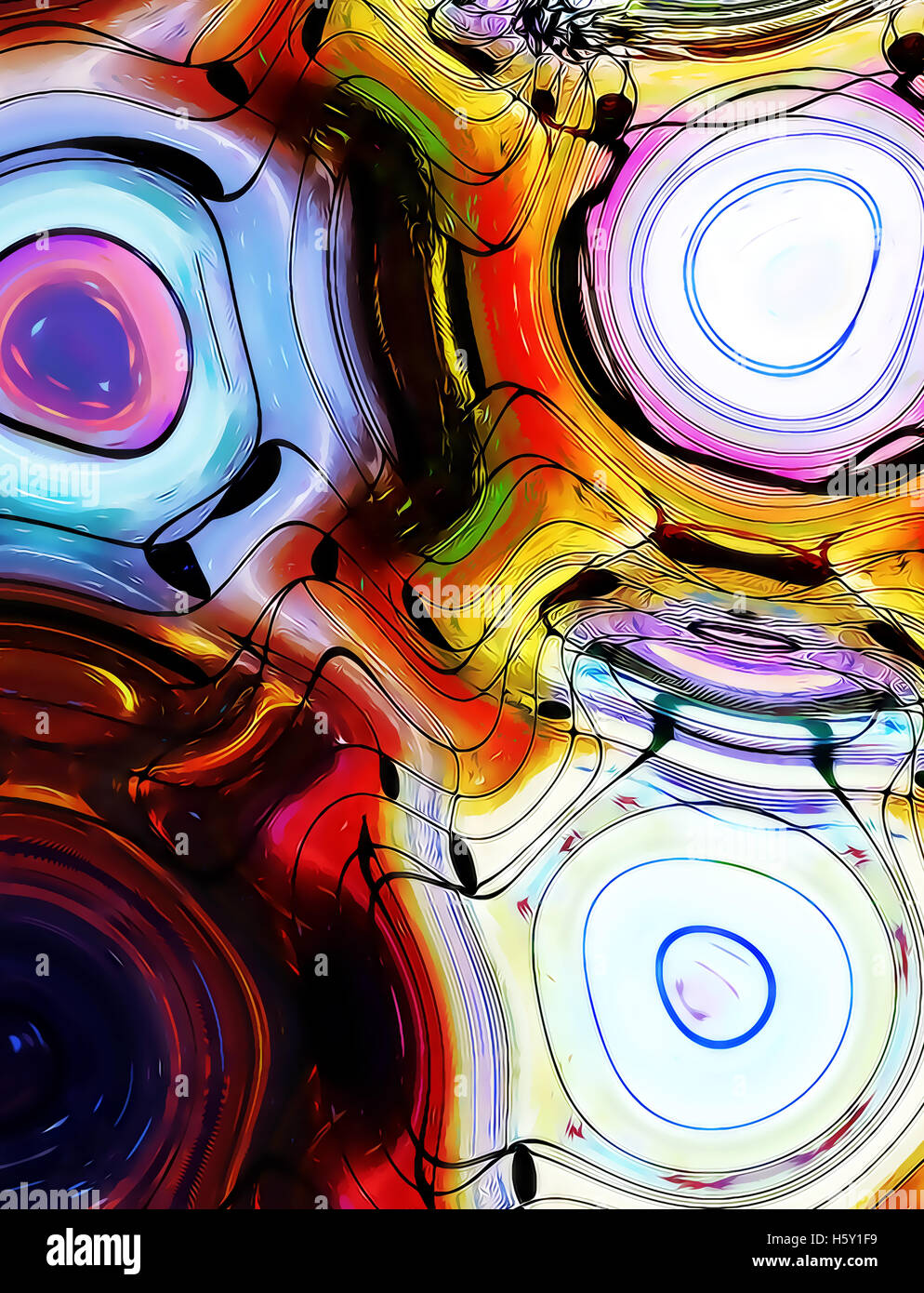 graphic design illustration of notes and note lines in circle structure ...