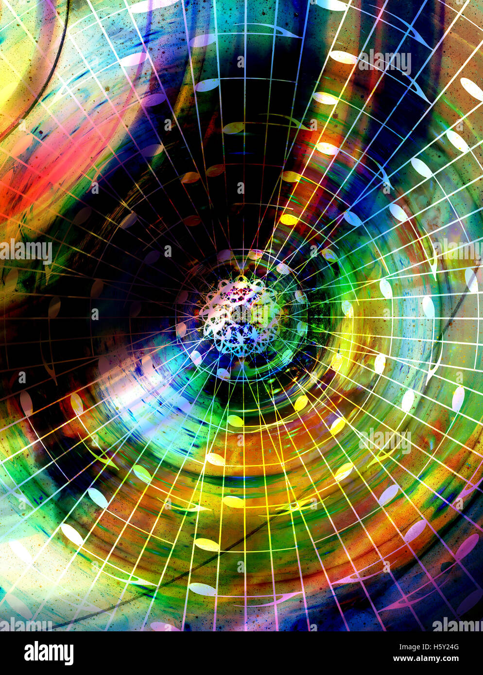 music notes in space with stars. abstract color background. Music ...