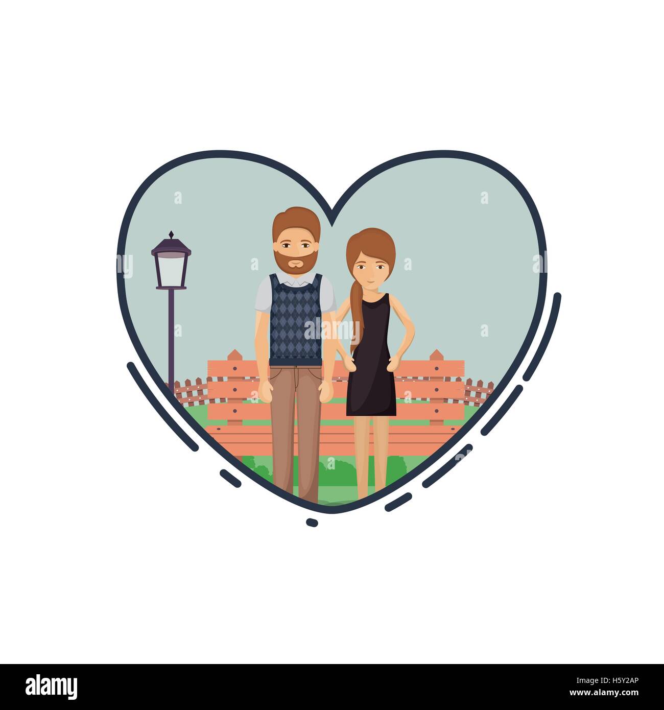 Colorful of couple cartoon inside heart design Stock Vector Image & Art ...