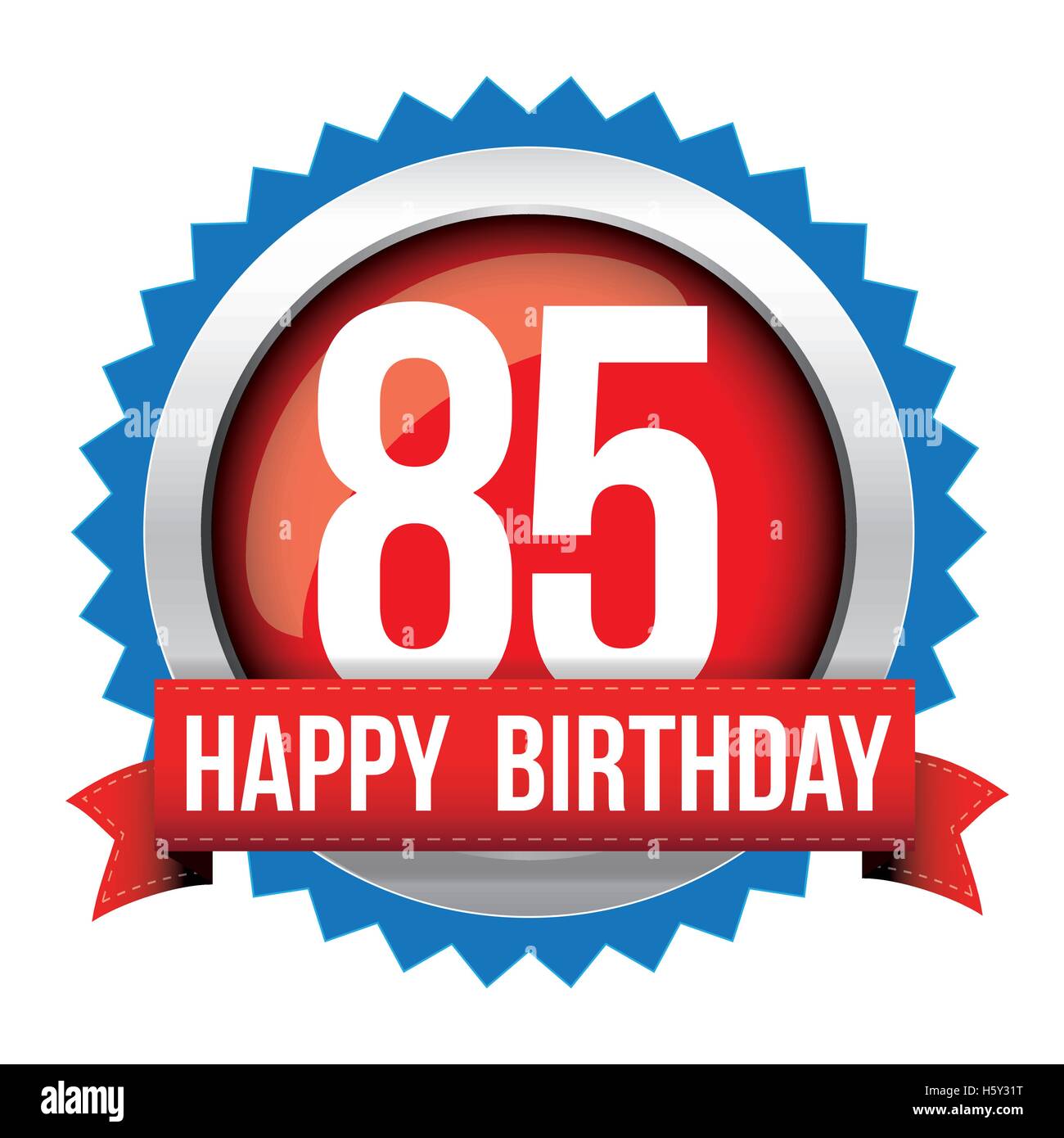 Eighty five years happy birthday badge ribbon Stock Vector Image & Art ...