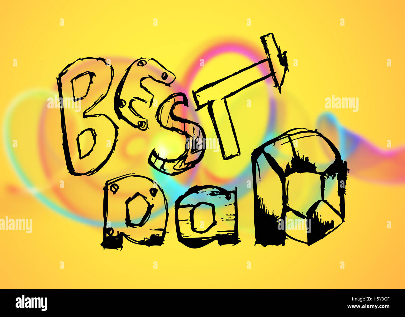 Best Dad lettering. Fathers day greeting card. pencil hand drawn ...