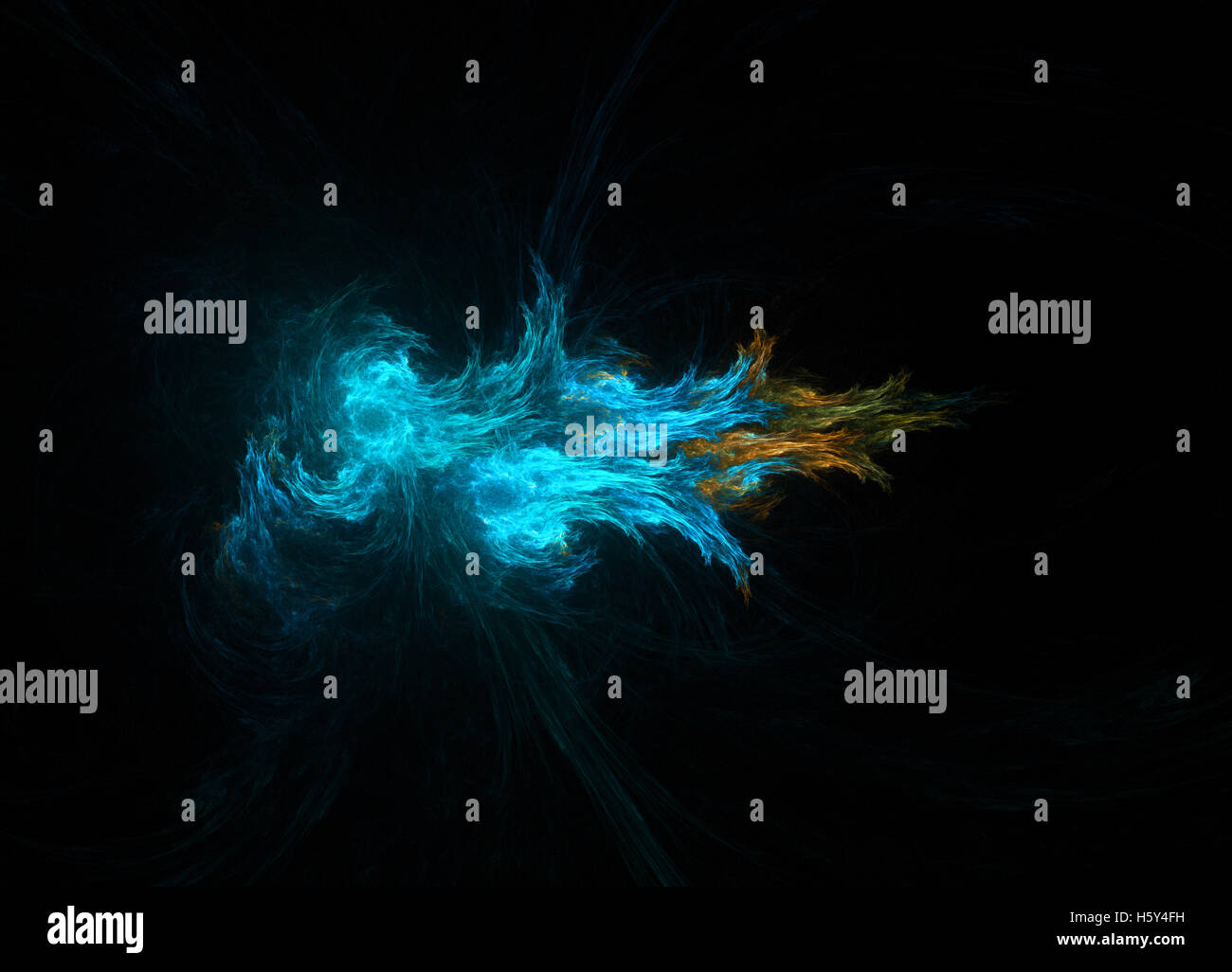 glowing orange blue curved lines flame over dark Abstract Background ...