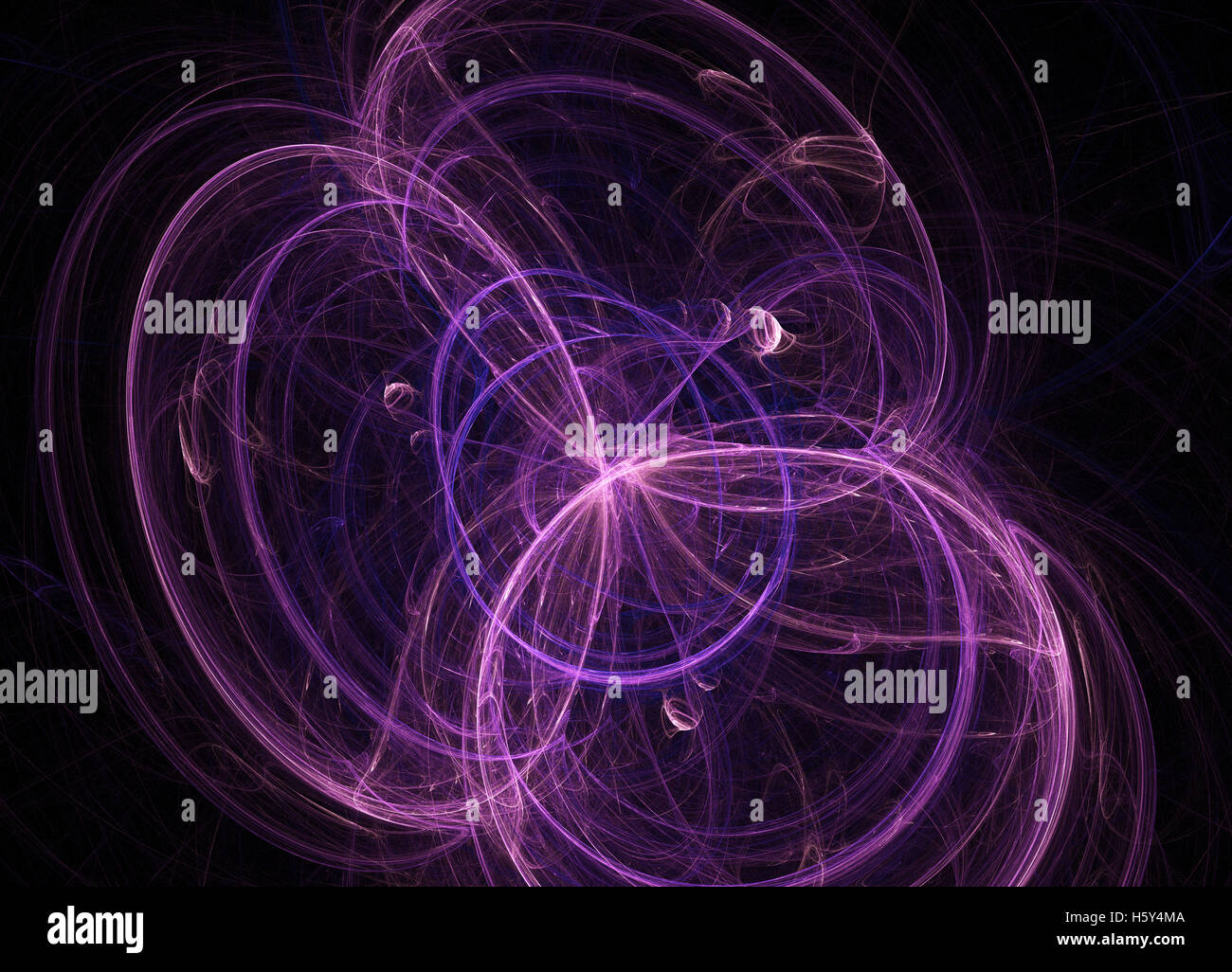 glowing violet curved lines over dark Abstract Background space ...