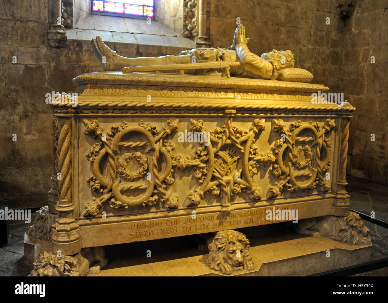 Tomb of Luis Vaz de Camoes poet, Santa-Maria de Belem church, Jeronimos ...