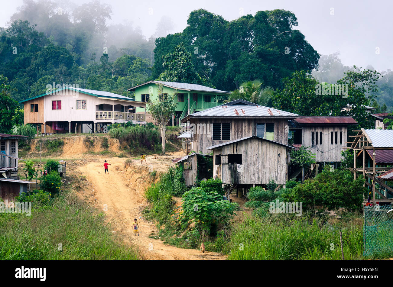 Rural village kampung sungai hi-res stock photography and images - Alamy