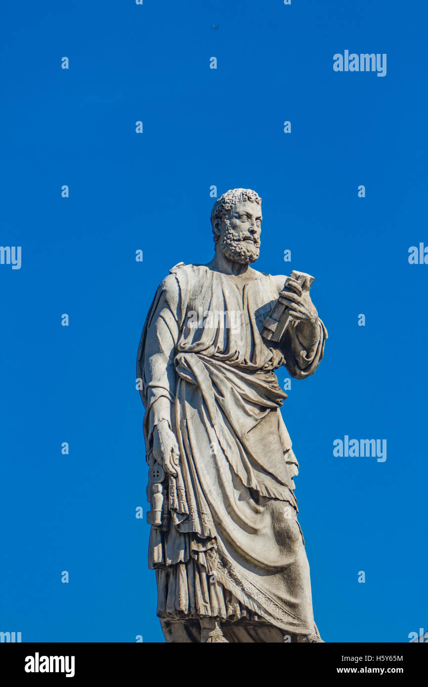 Saint Peter statue with key, book and papal coat of arms from Sant ...