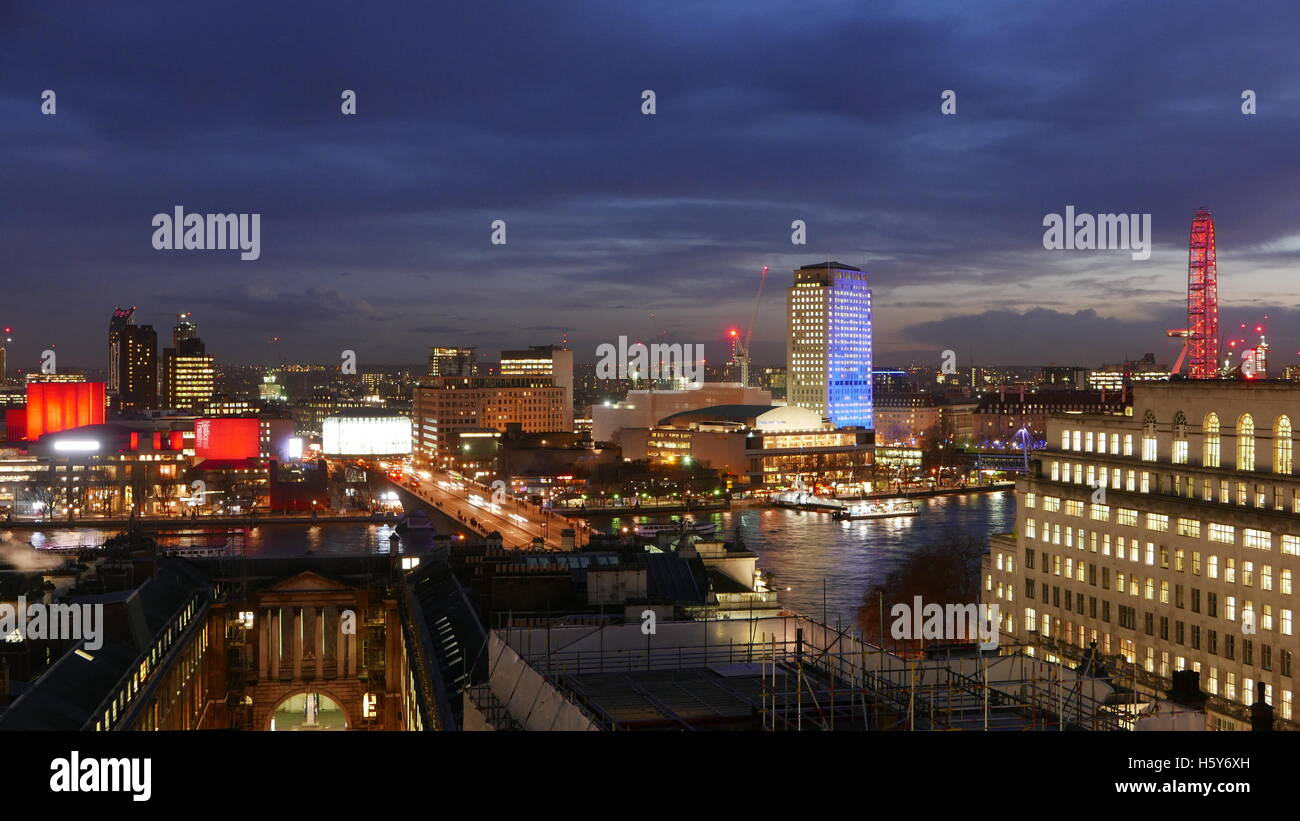 London aerial view at night with beautiful sky Stock Photo - Alamy