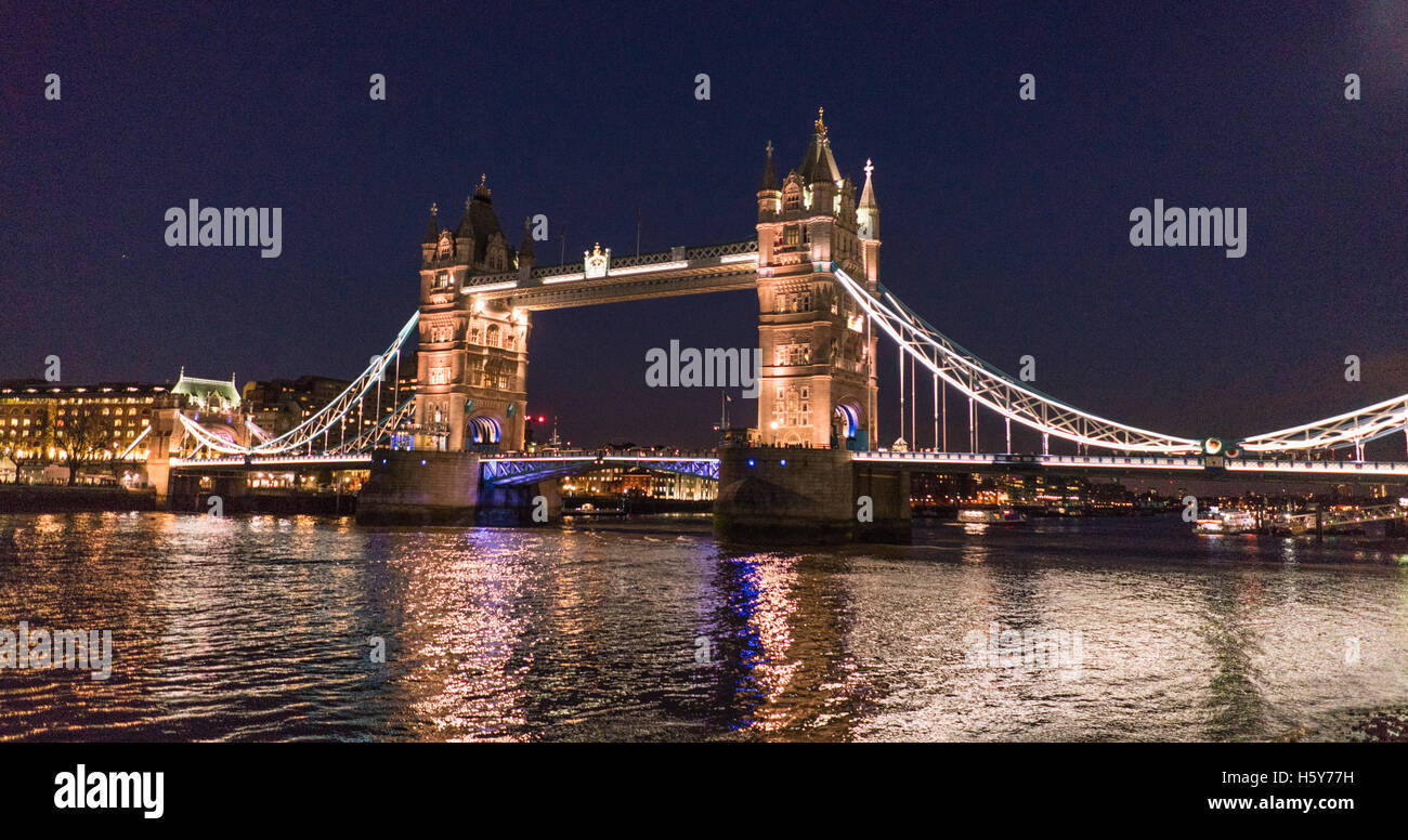 Tower Bridge London over River Thames - beautiful night view Stock ...
