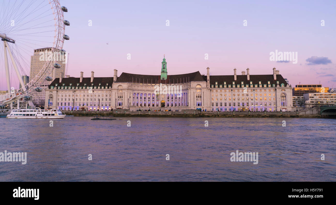 Westminster County Hall and River Thames London Stock Photo - Alamy