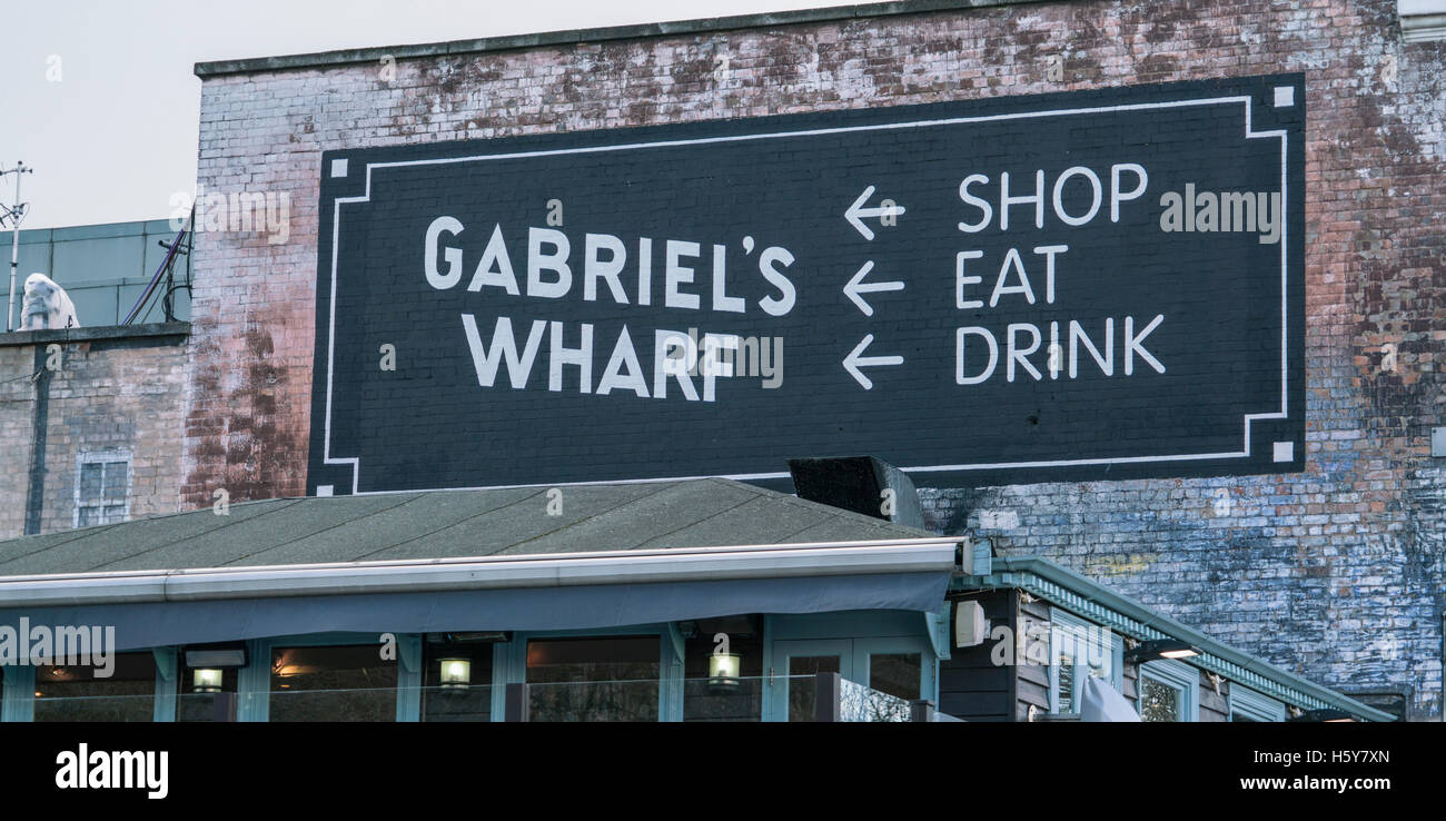 Gabriel s Wharf at South Bank of River Thames LONDON, ENGLAND ...