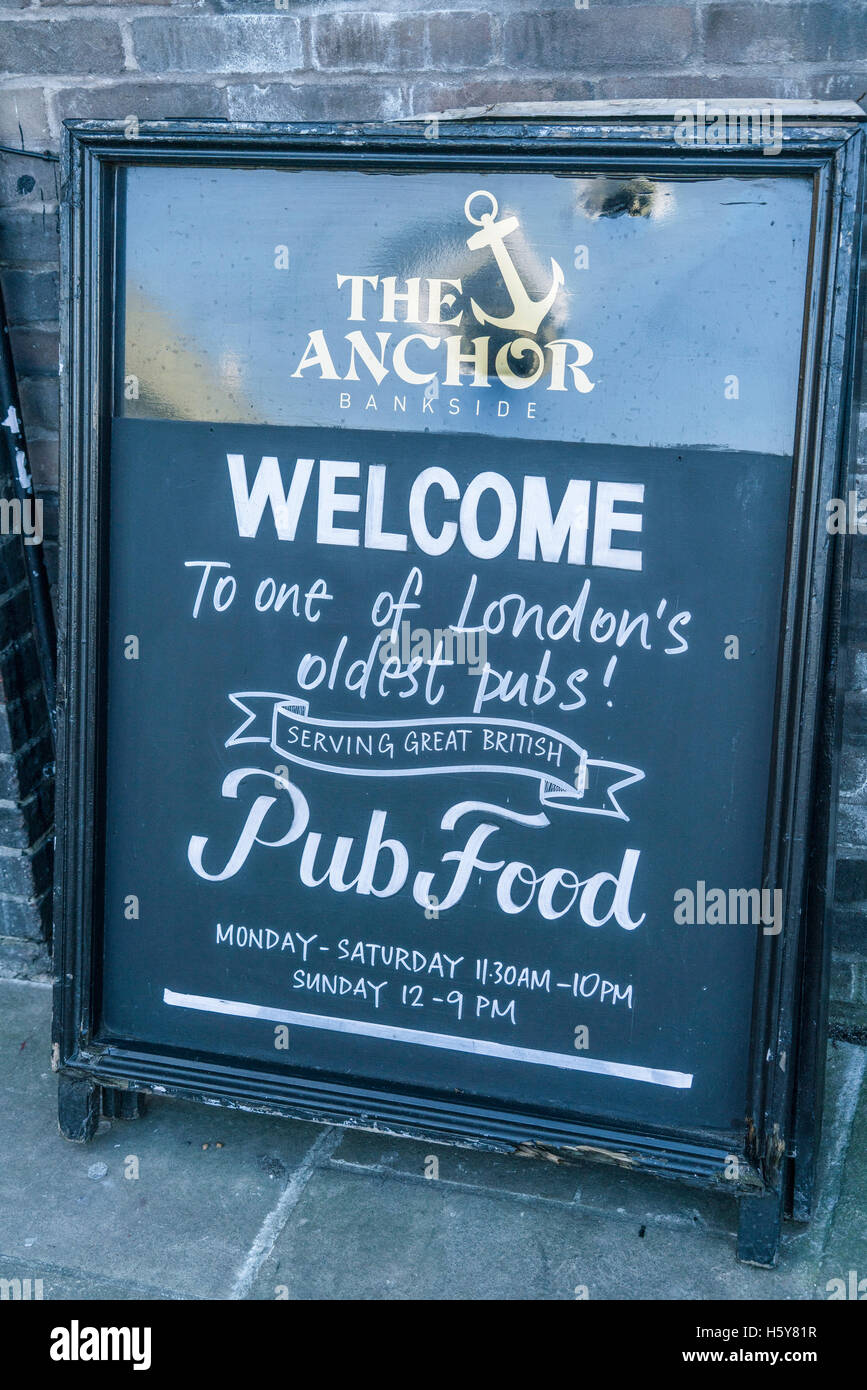 Welcome sign to an English Pub - LONDON/ENGLAND FEBRUARY 23, 2016 Stock ...