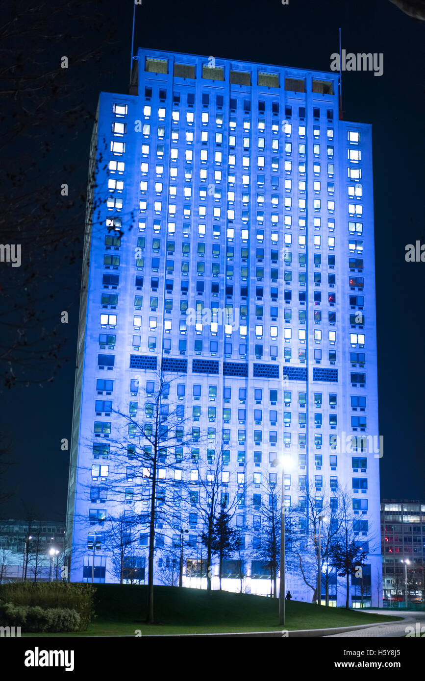 Big blue illuminated bulding at Southbank - LONDON/ENGLAND FEBRUARY 23 ...