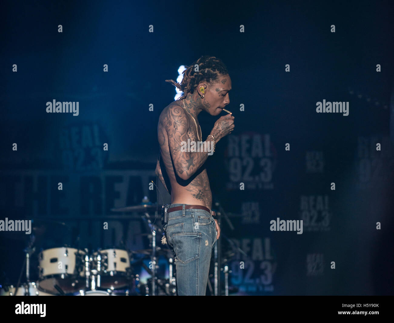Wiz Khalifa performing at The Real Birthday Bash at The Forum on ...