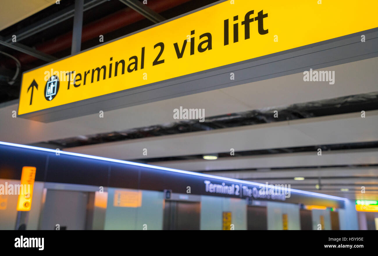 Elevator to terminals at London Heathrow Stock Photo - Alamy