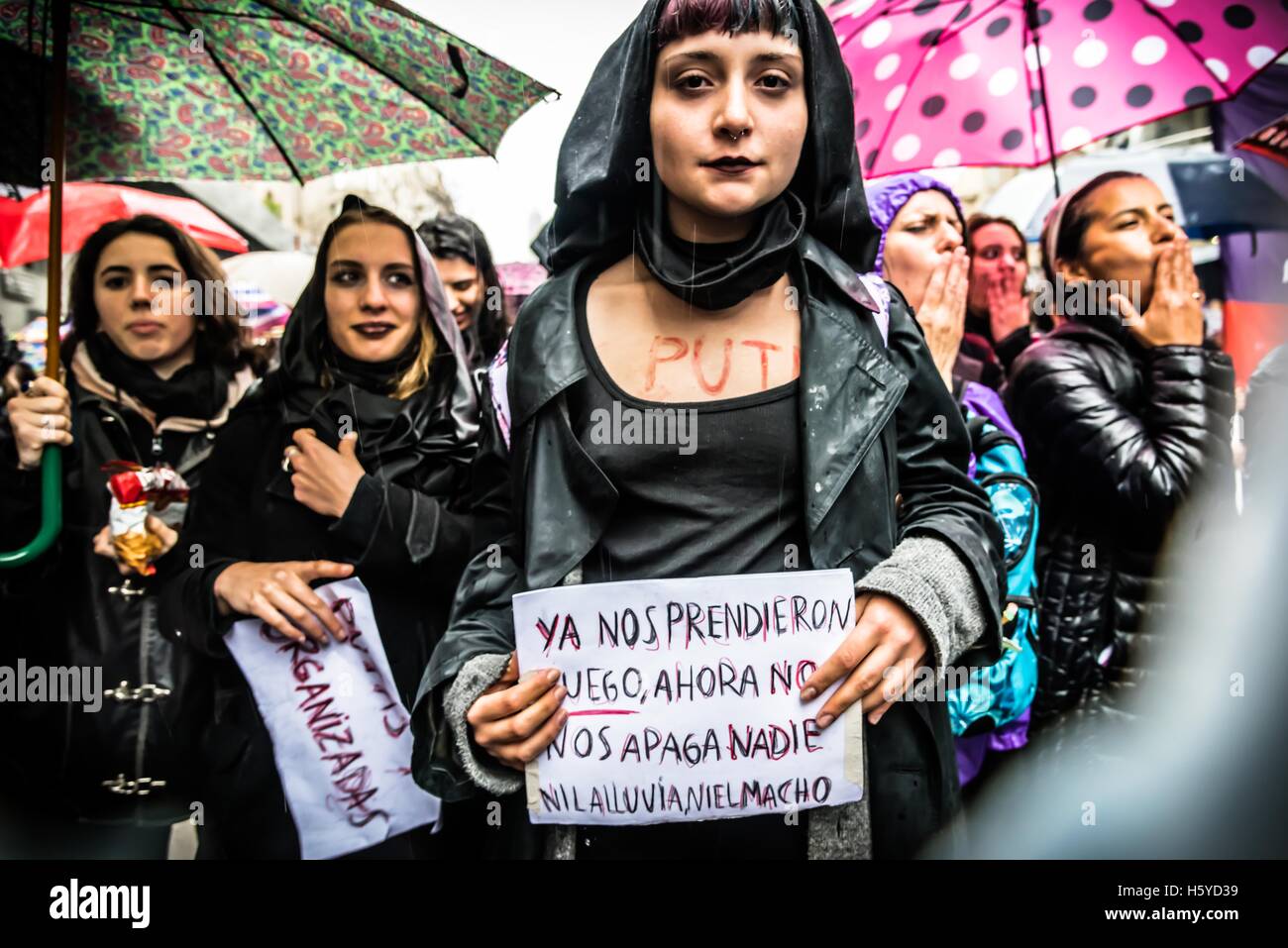 Buenos Aires, Argentina. 19th Oct, 2016. Women manifesting during the ...