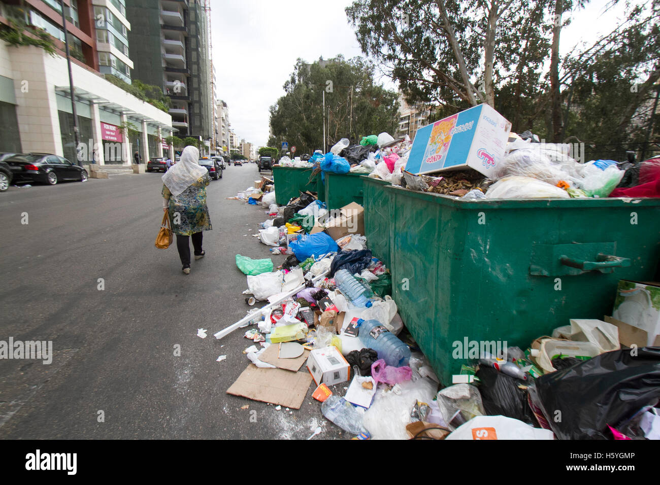 Beirut, Lebanon. 22nd Oct, 2016. Uncollected rubbish bags pile up in ...